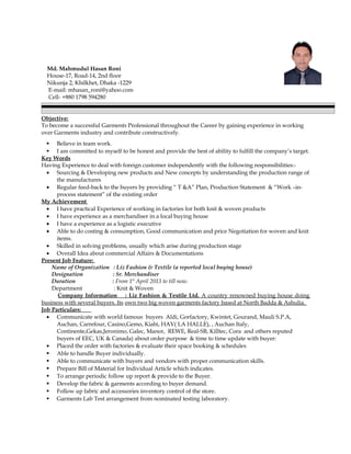 Cv of md. mahmudul hasan | DOC