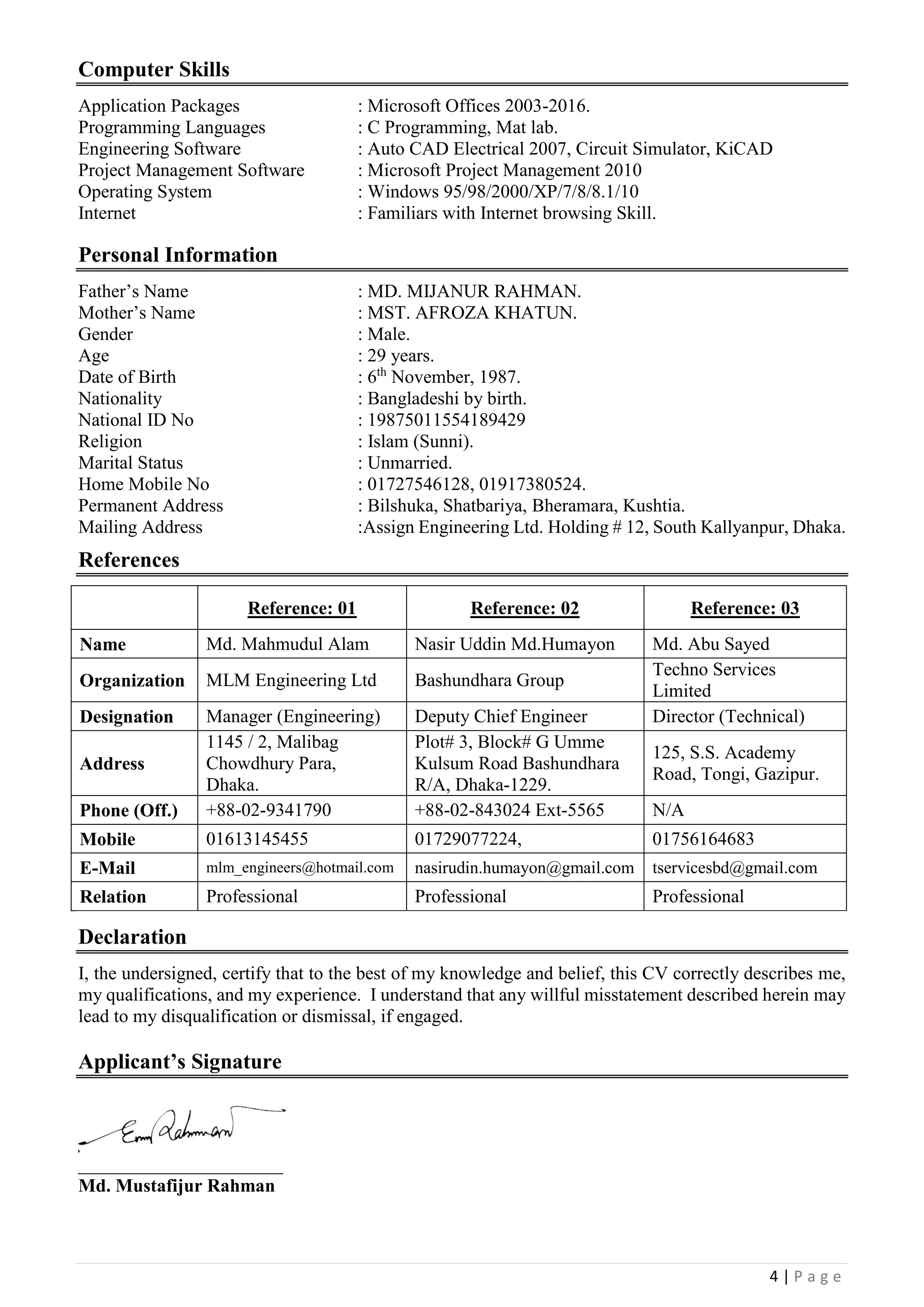 Cv of md. mustafijur rahman | PDF