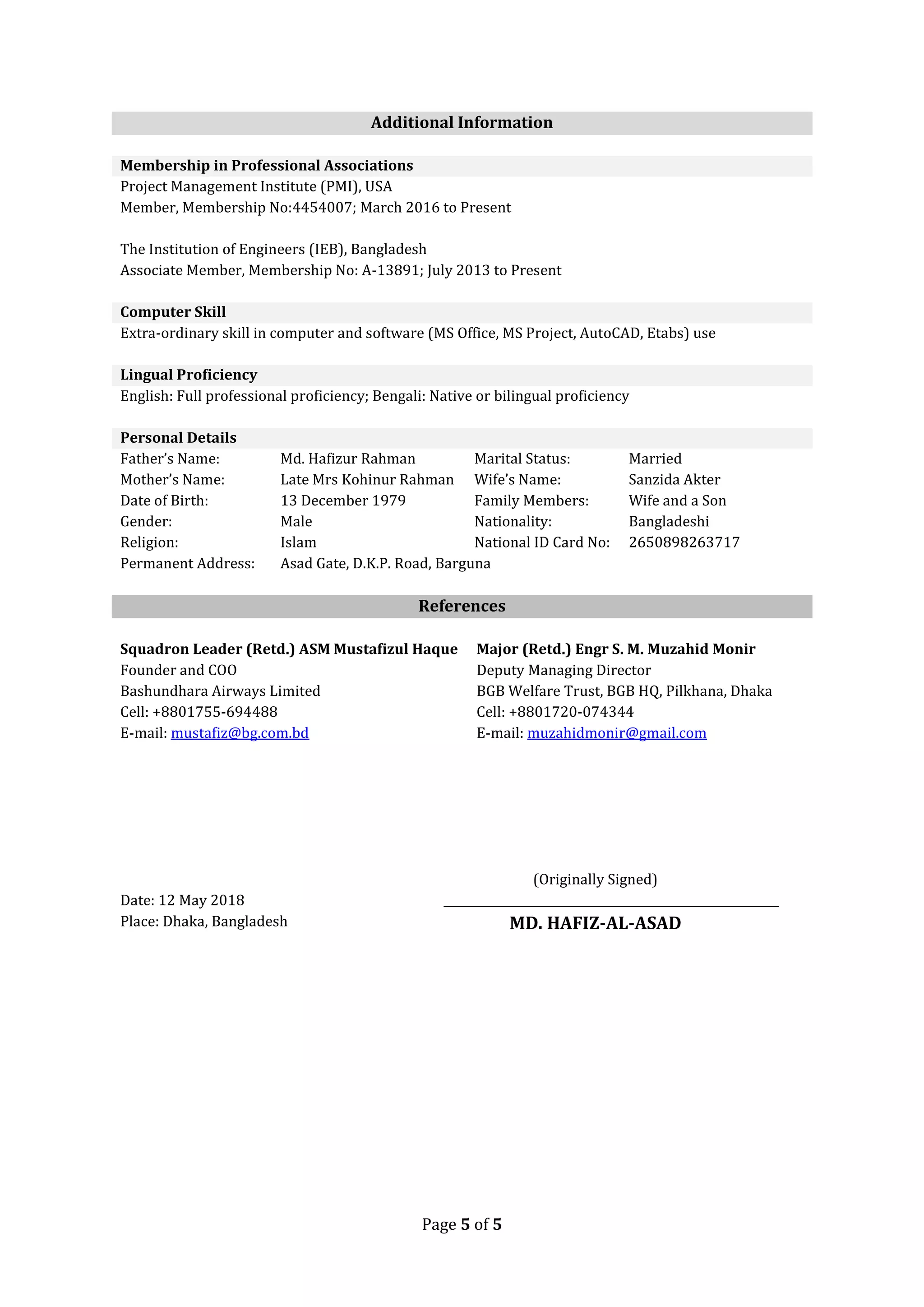 CV of Md. Hafiz Al Asad | PDF