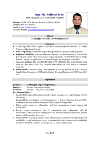 CV of Md. Hafiz Al Asad | PDF