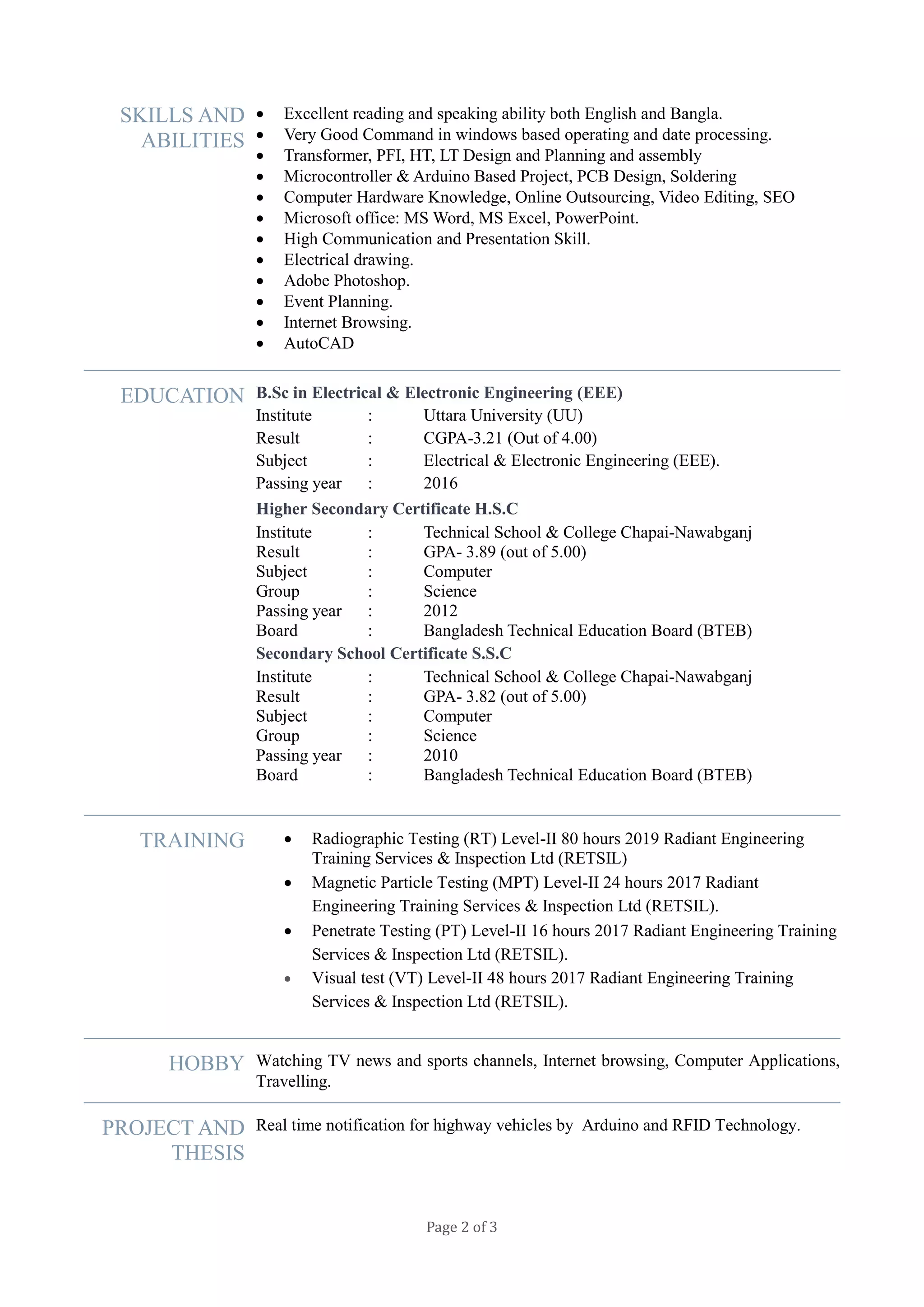 Cv of md nahidul islam | PDF