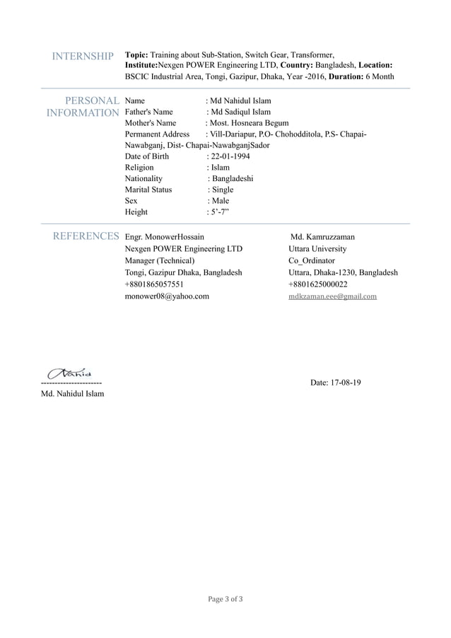 Cv of md nahidul islam | PDF