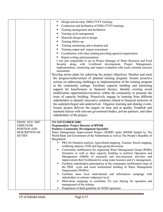 Cv of md zahidul islam(shamim) 030818 | PDF