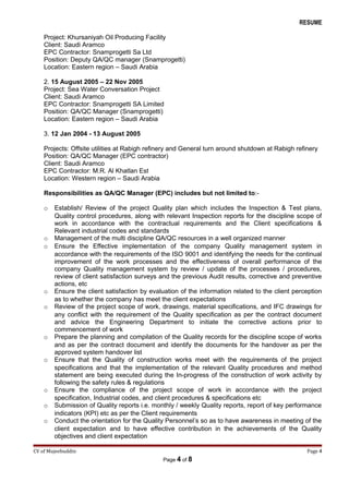 CV of Mohammad Mujeebuddin - PMO QA Manager | DOC