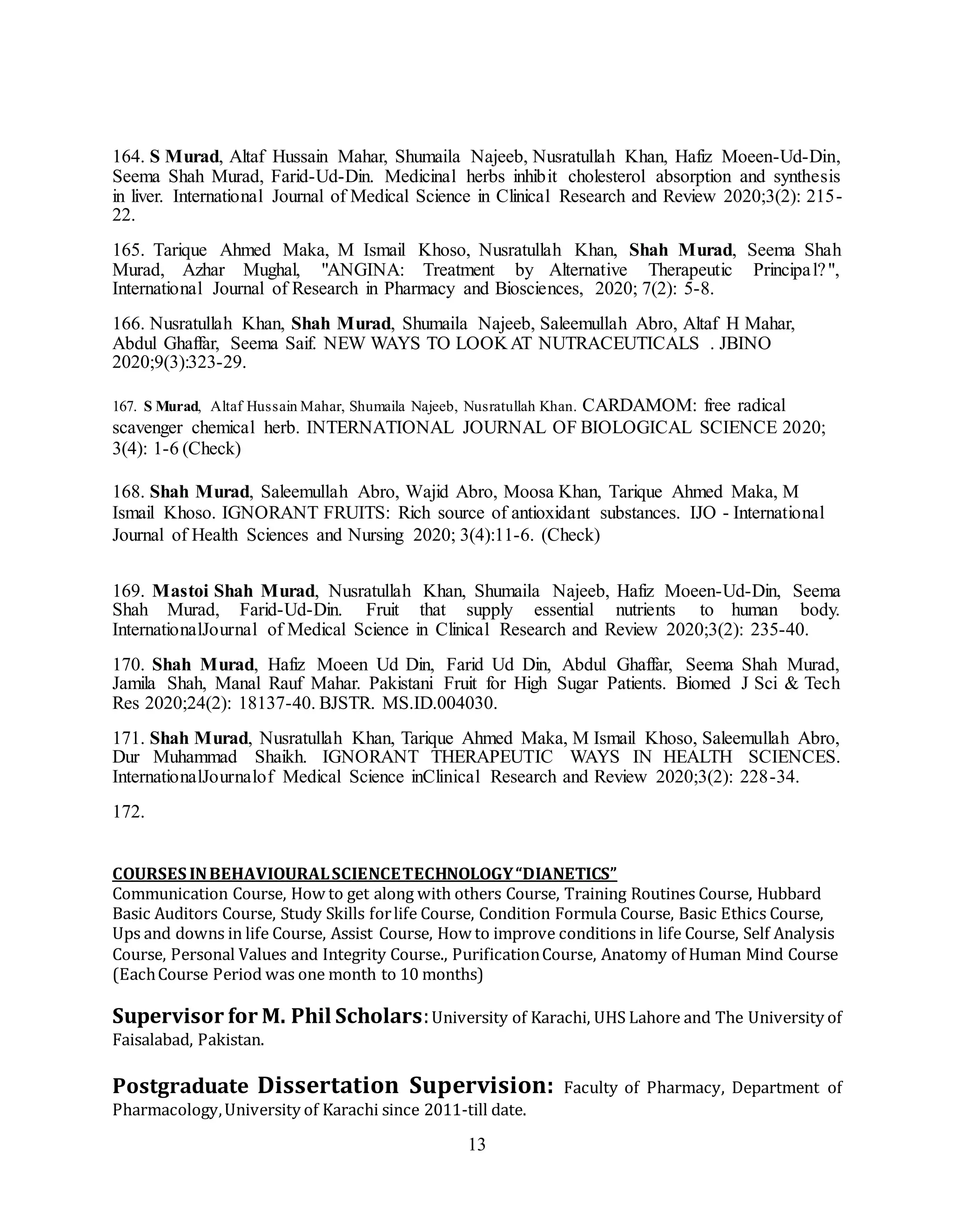 CV of Prof. Dr. Shah Murad (Pharmacology) | DOCX