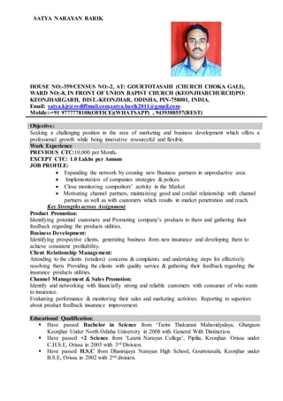 Cv of satya narayan barik | DOCX