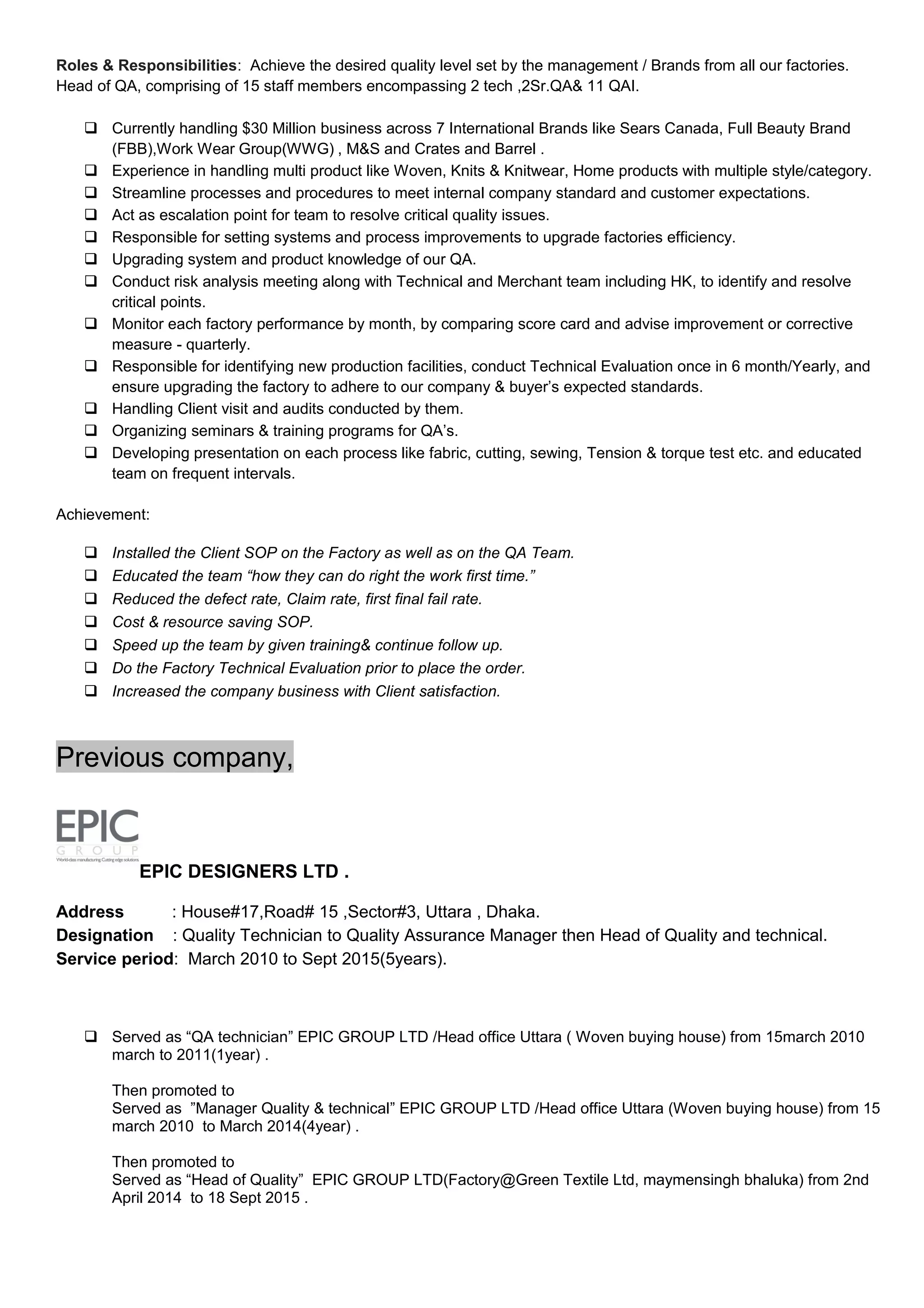 Cv of shamim we.connor updated 8th aug | DOC