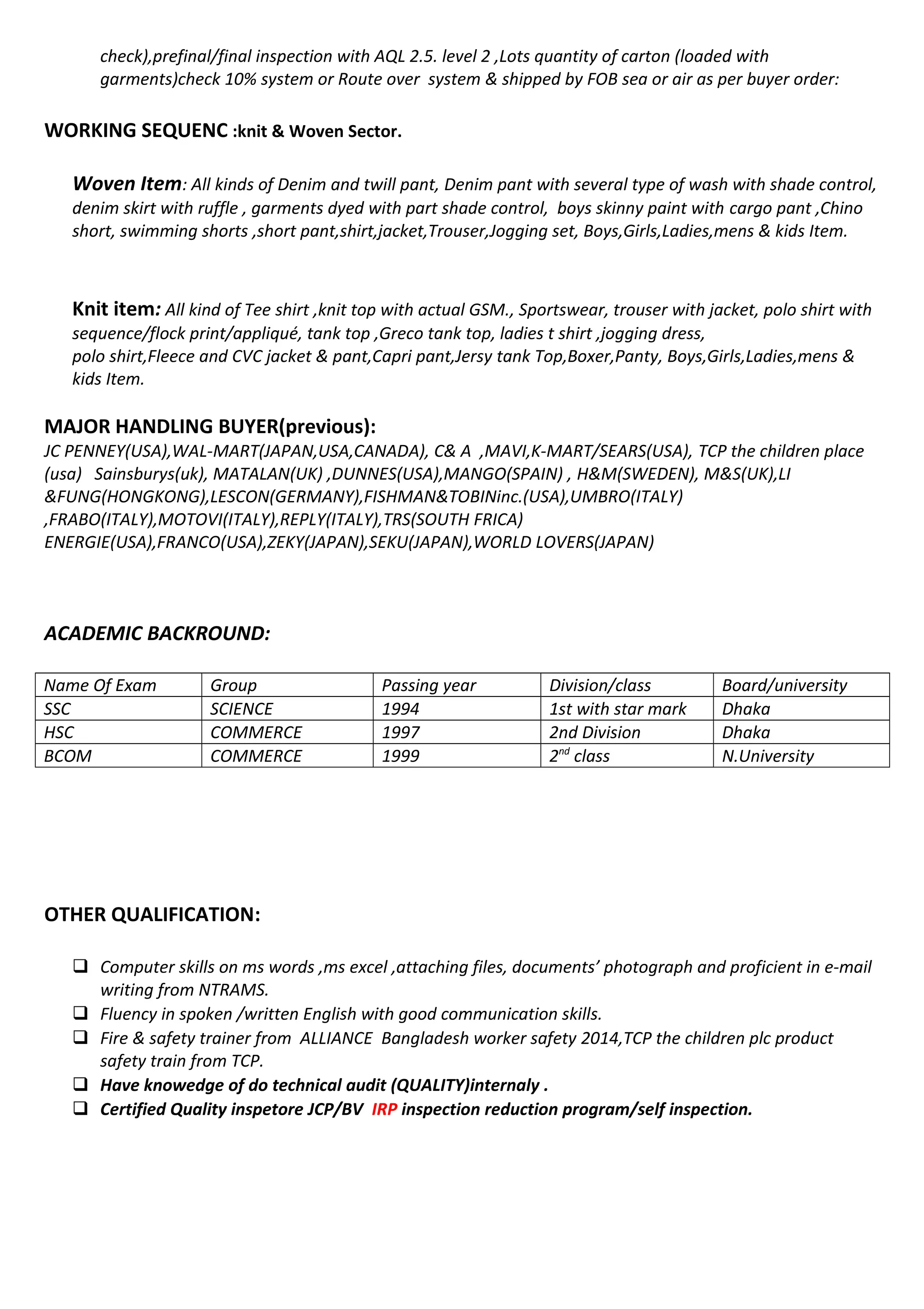 Cv of shamim weca | DOC