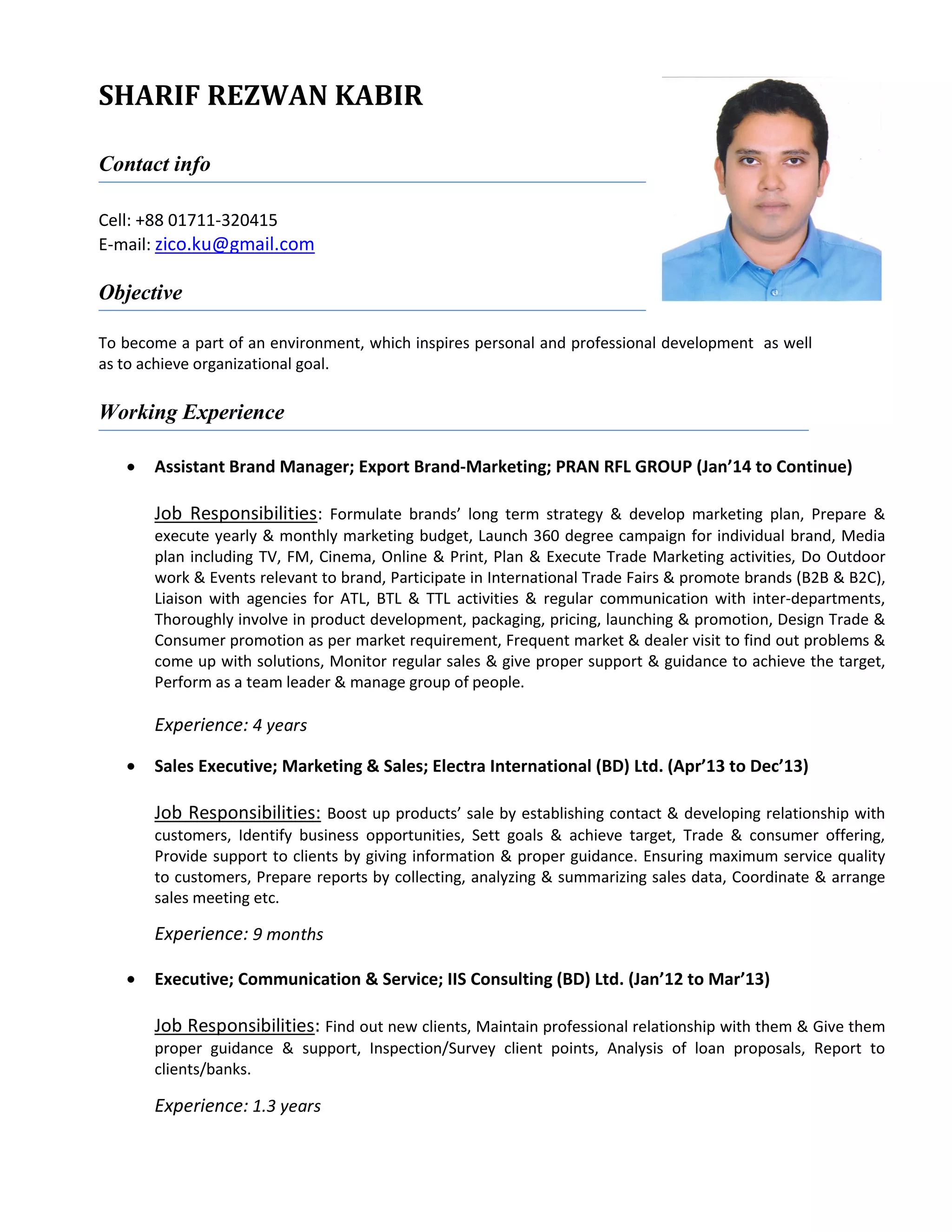 CV of Sharif Rezwan Kabir | PDF