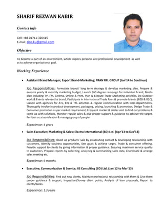 CV of Sharif Rezwan Kabir | PDF | Business Administration | Business