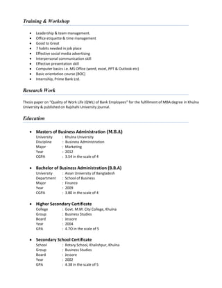 CV of Sharif Rezwan Kabir | PDF