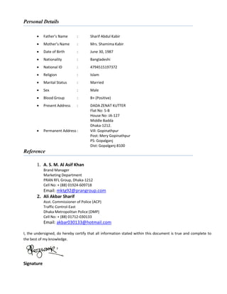 CV of Sharif Rezwan Kabir | PDF
