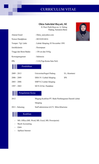 Cv okta sabridal hayati, se | PDF