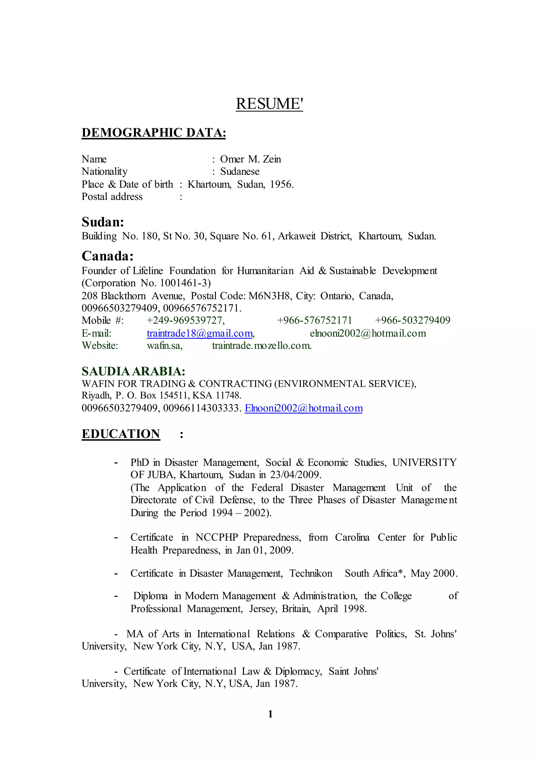 Cv omer zein english feb 2020 | DOCX