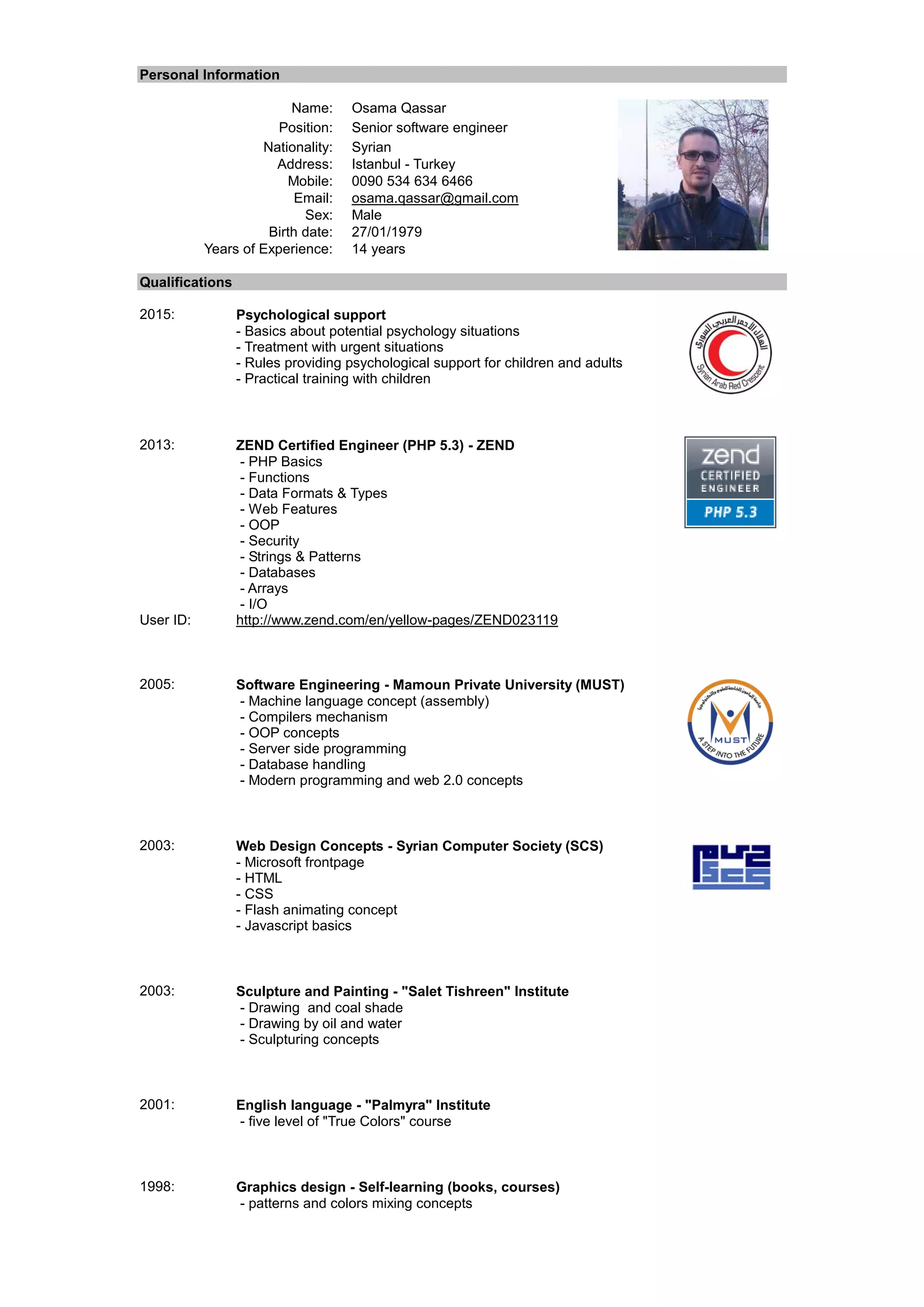 Cv osama qassar en | PDF | Programming Languages | Computing