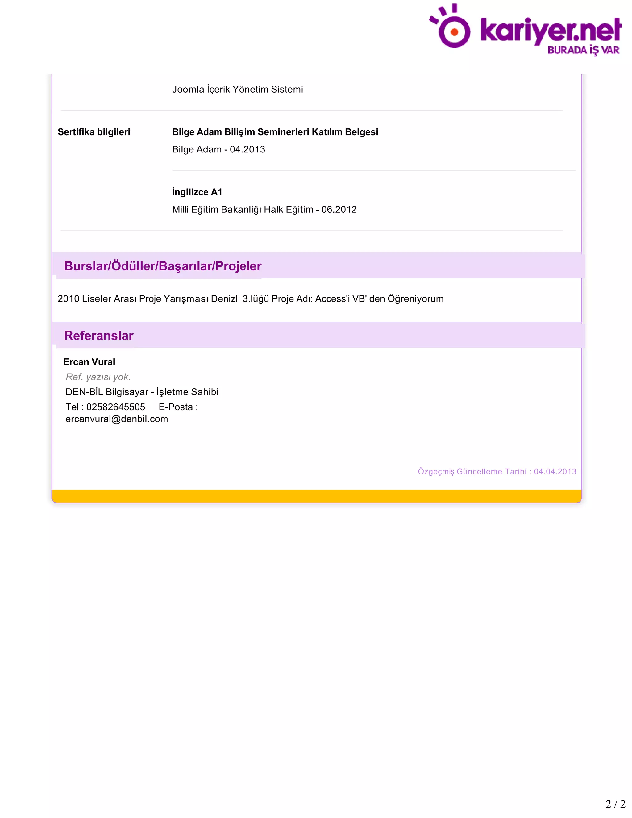 Cv osman yuksel_107126061 | PDF