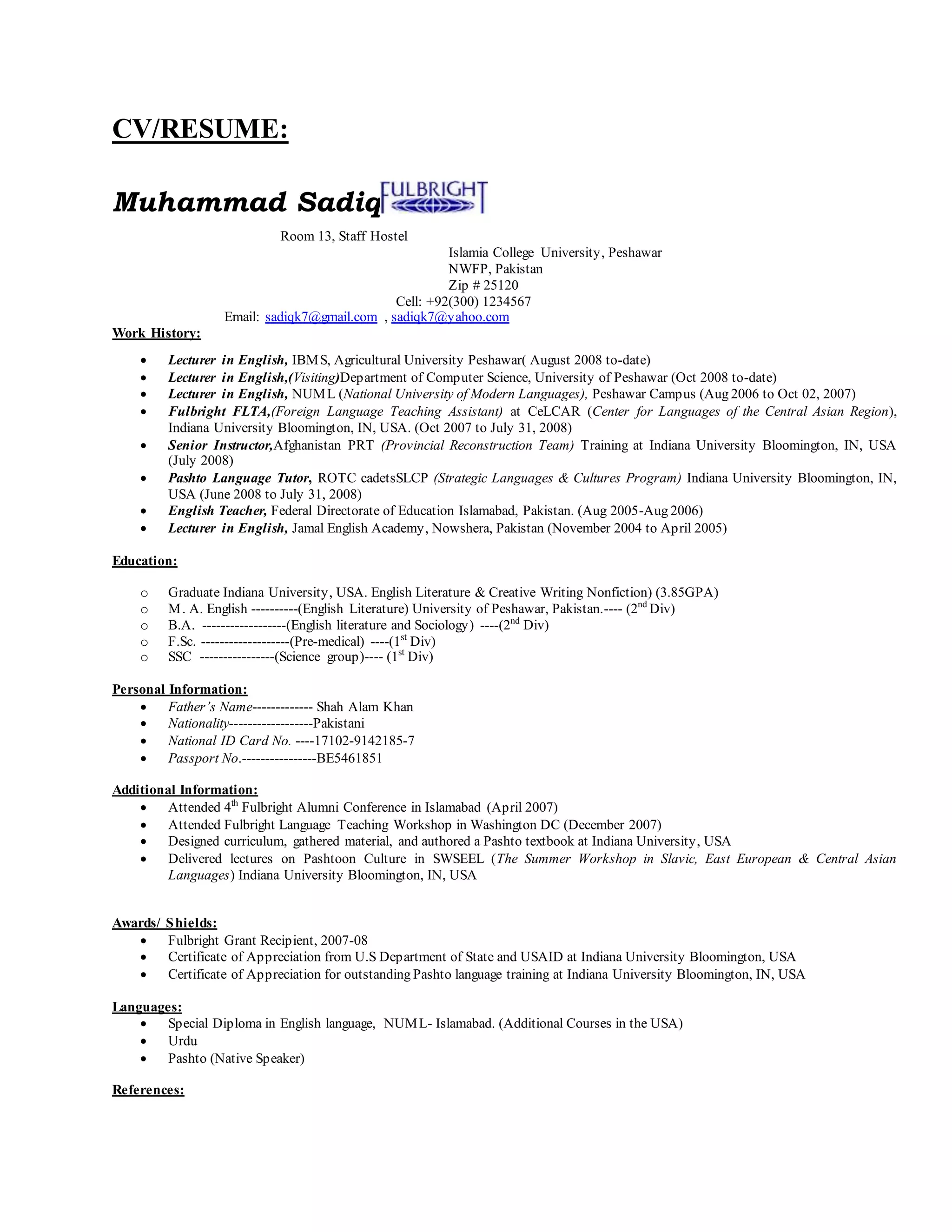 CV/ Resume Template 2 | DOCX
