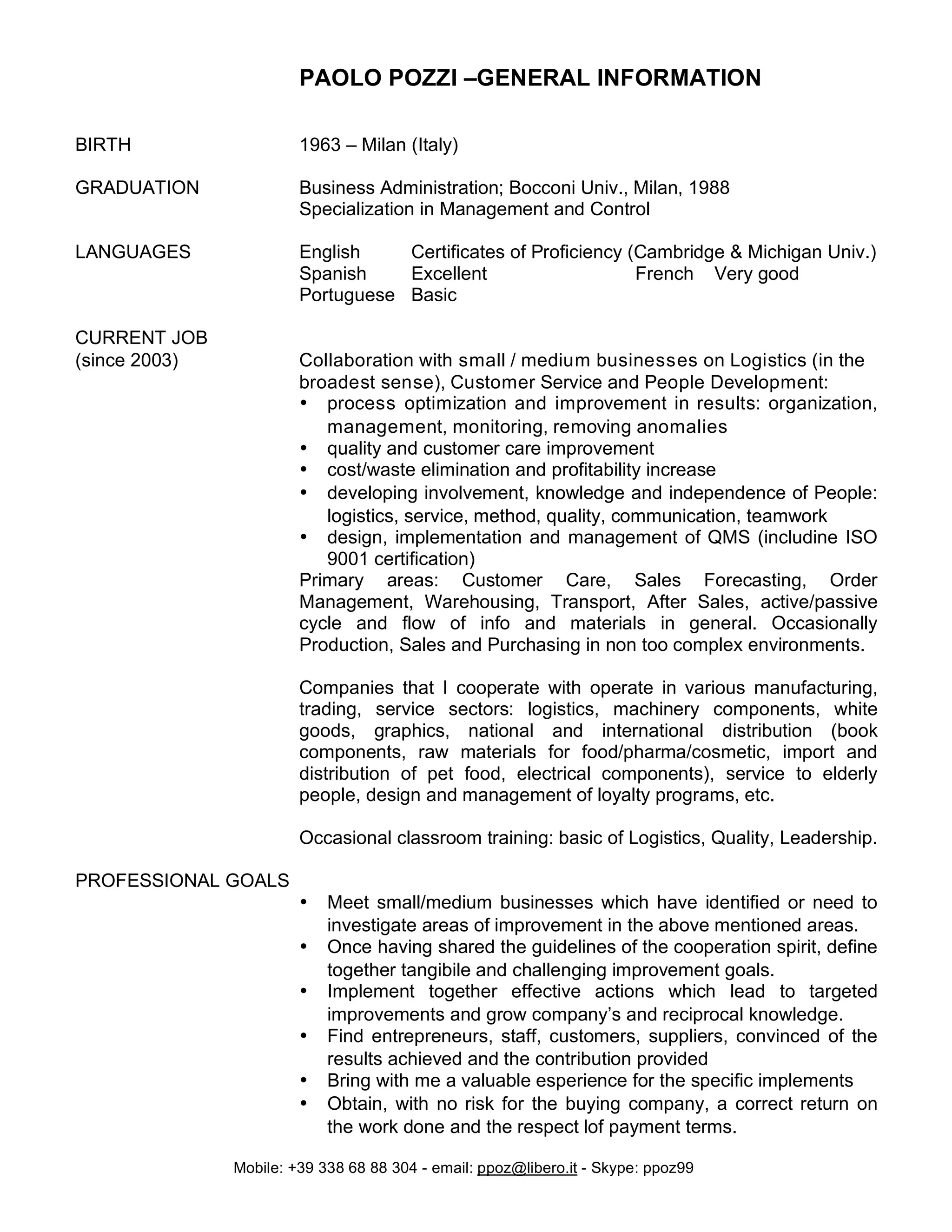 Cv paolo pozzi eng | PDF