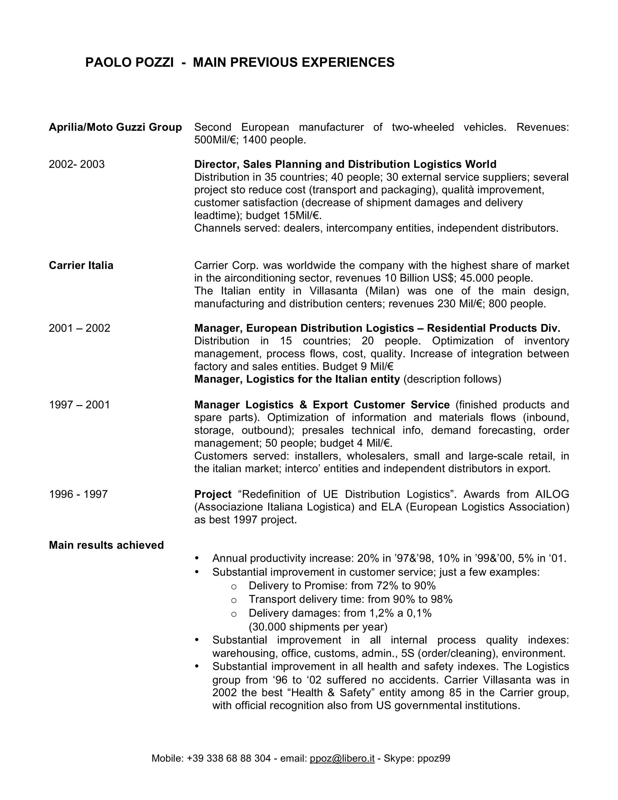 Cv paolo pozzi eng | PDF