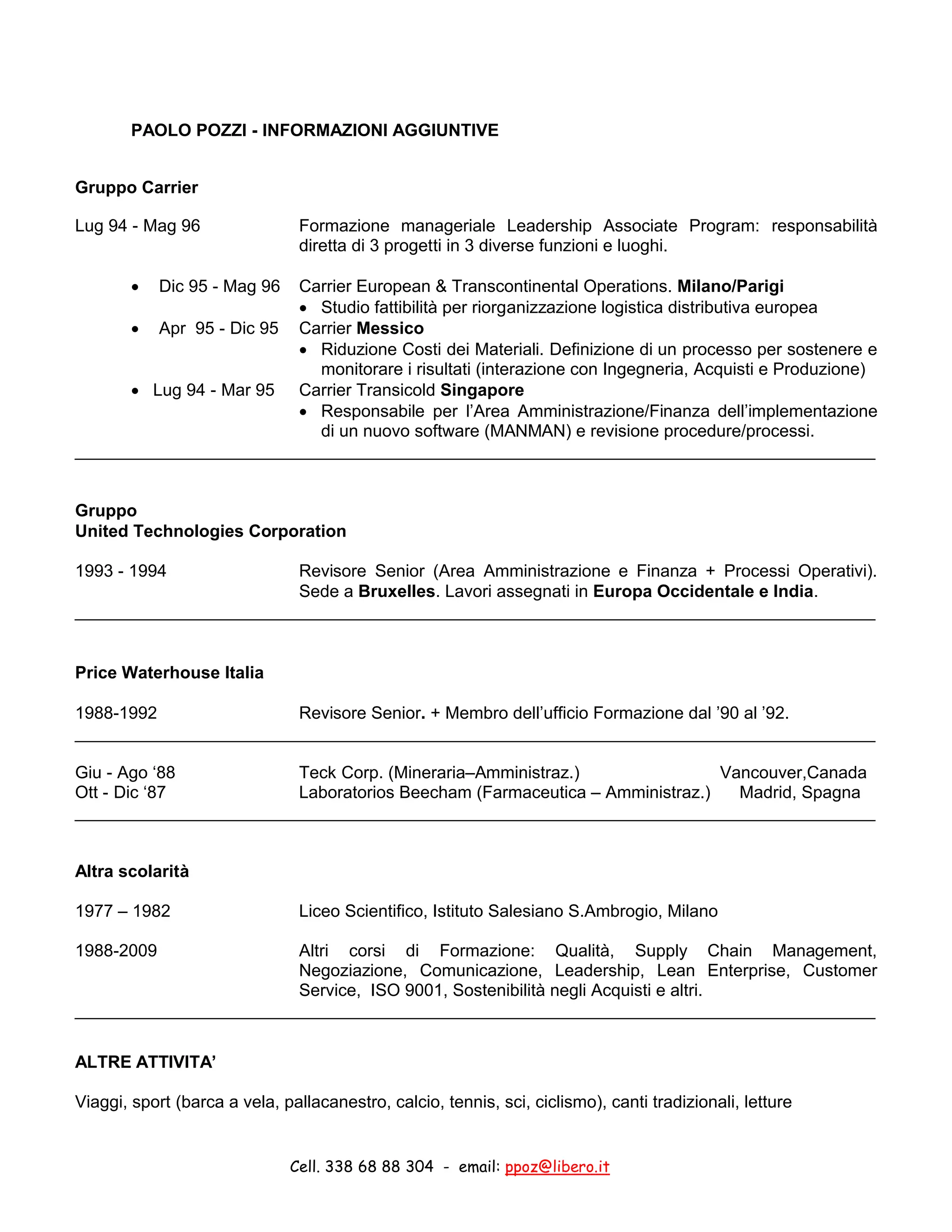 Cv paolo pozzi ita | PDF