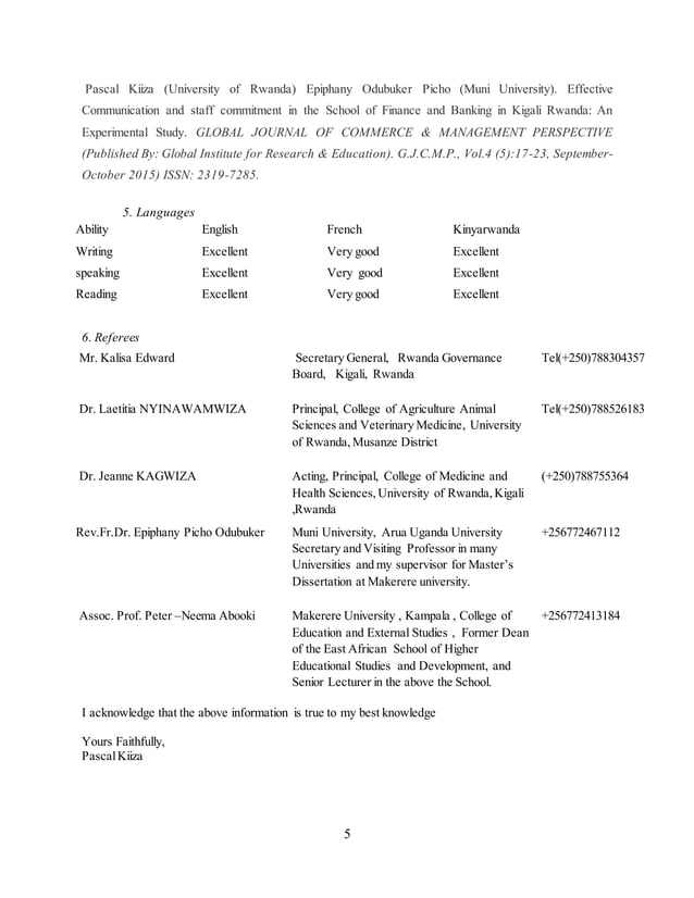 Cv pascal kiiza | PDF