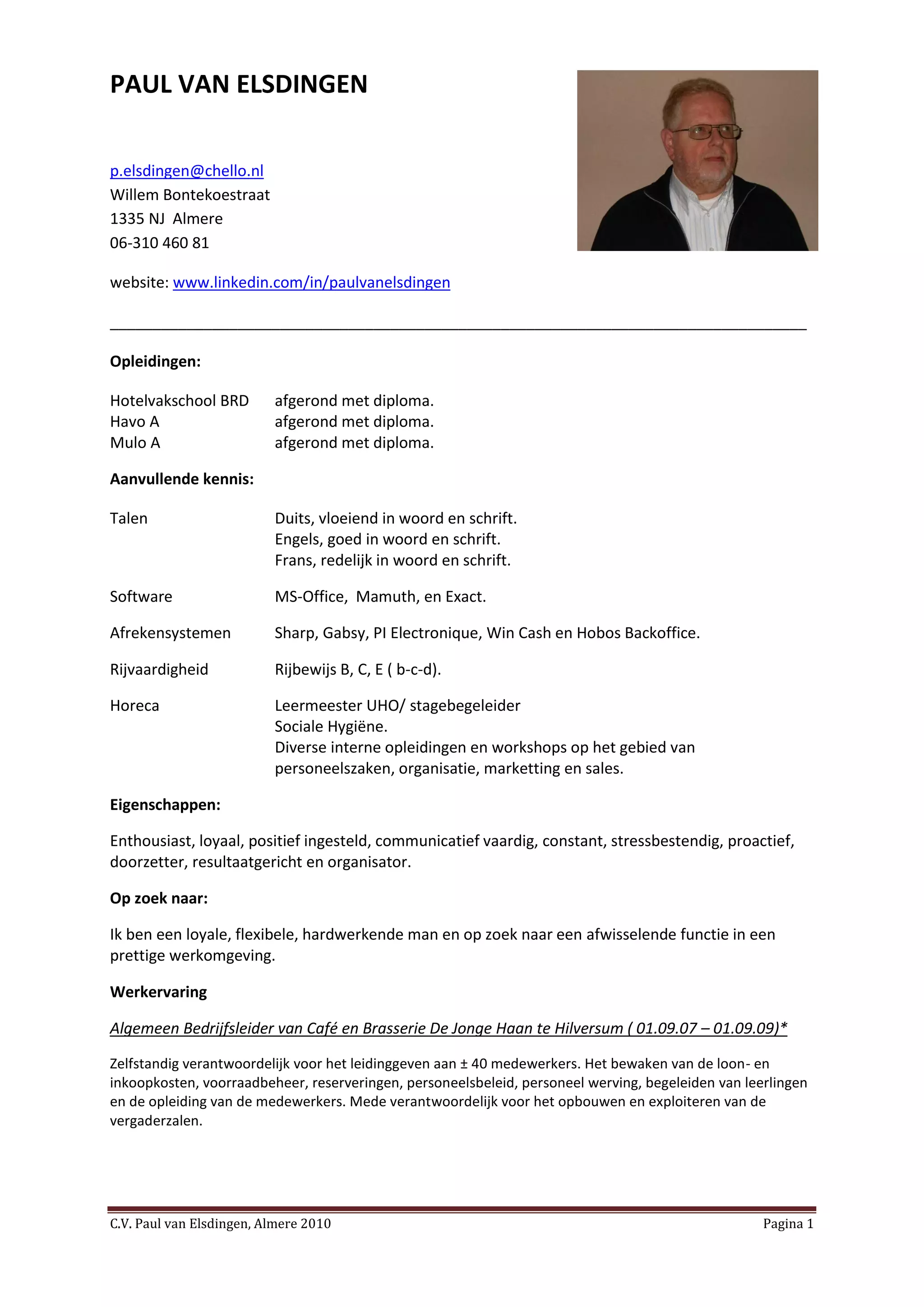 Cv Paul Van Elsdingen | PDF
