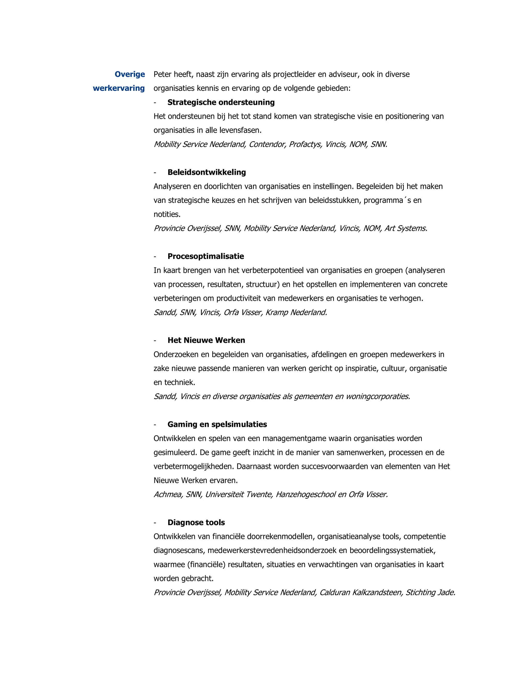 CV Peter Elzinga | PDF