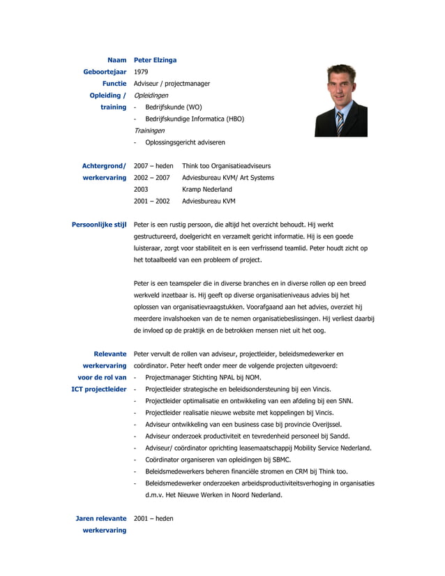 CV Peter Elzinga | PDF | Business Administration | Business