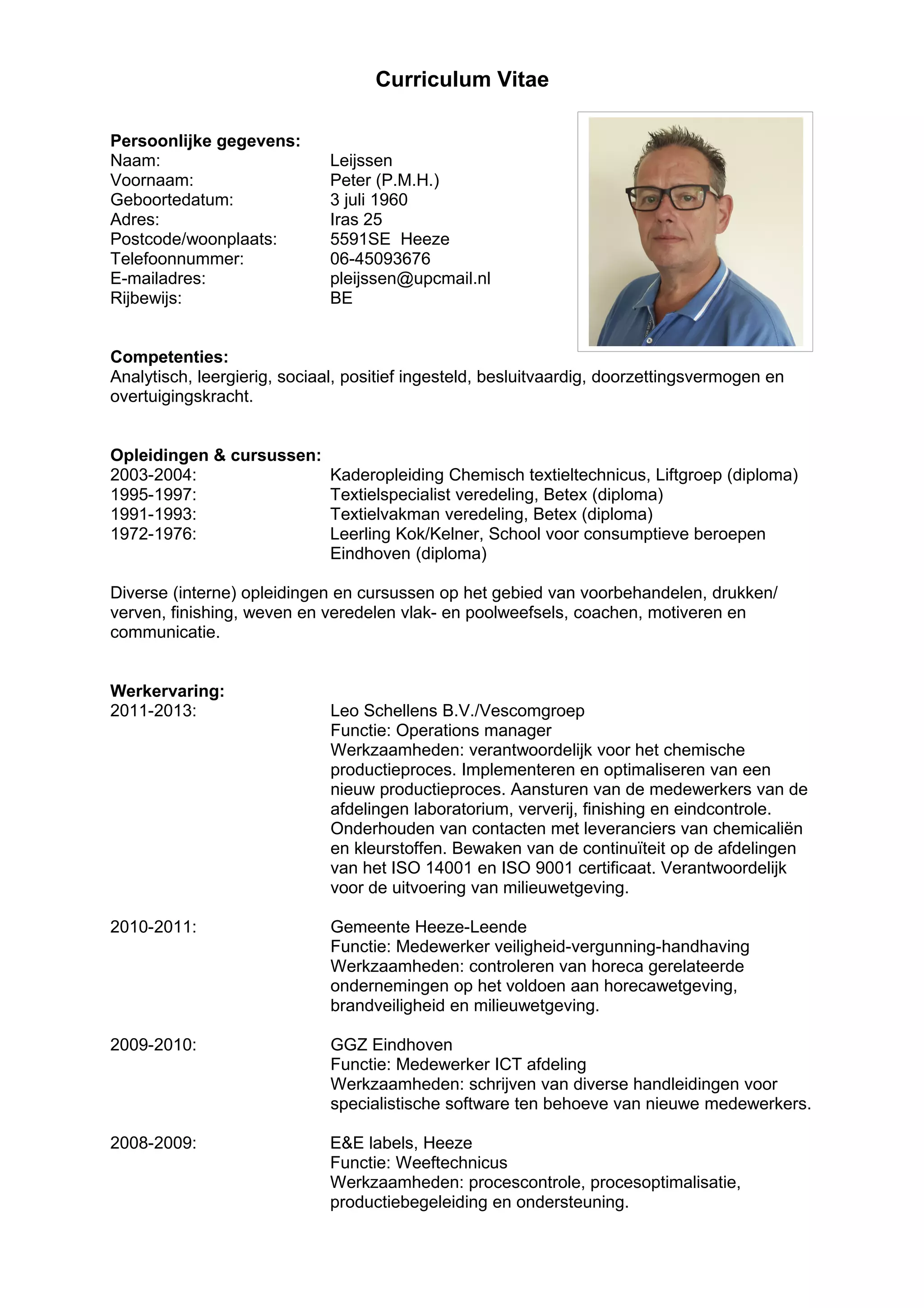 C.V. Peter Leijssen | DOC | Business | Business and Finance