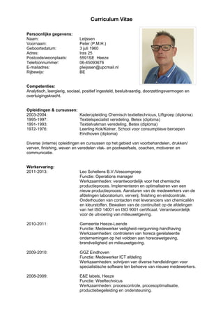 C.V. Peter Leijssen | DOC | Business | Business and Finance