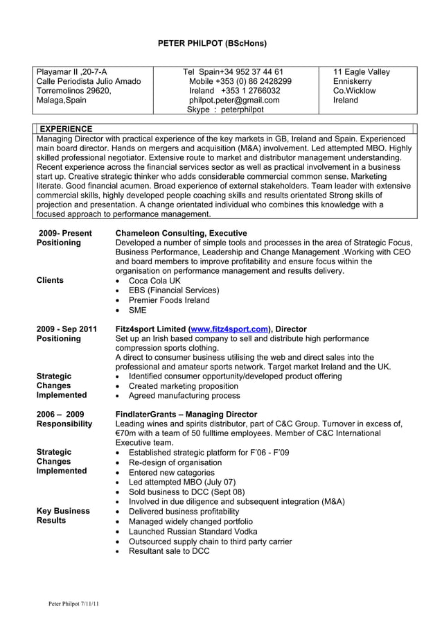 Cv Peter Philpot Nov 11 | PDF