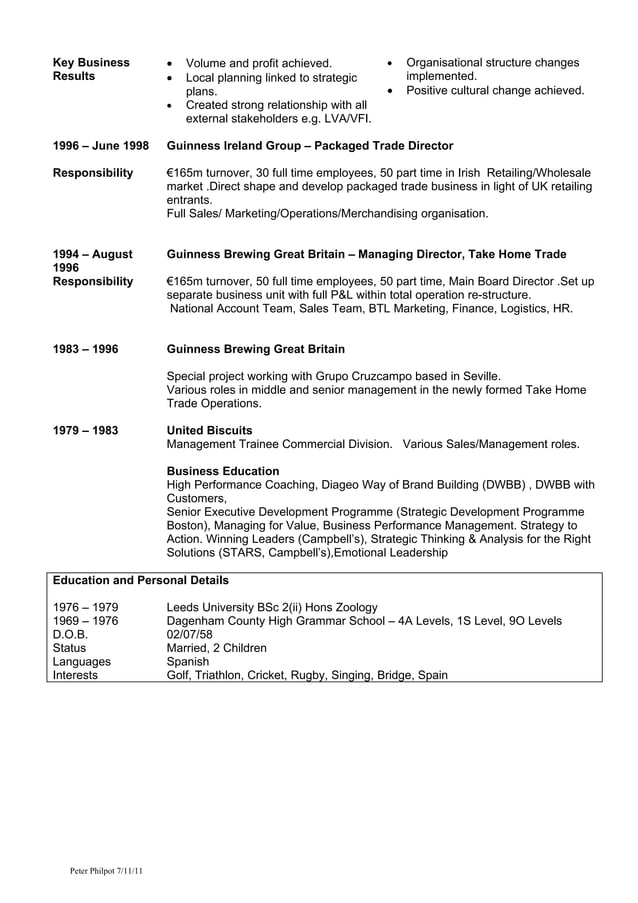 Cv Peter Philpot Nov 11 | DOC