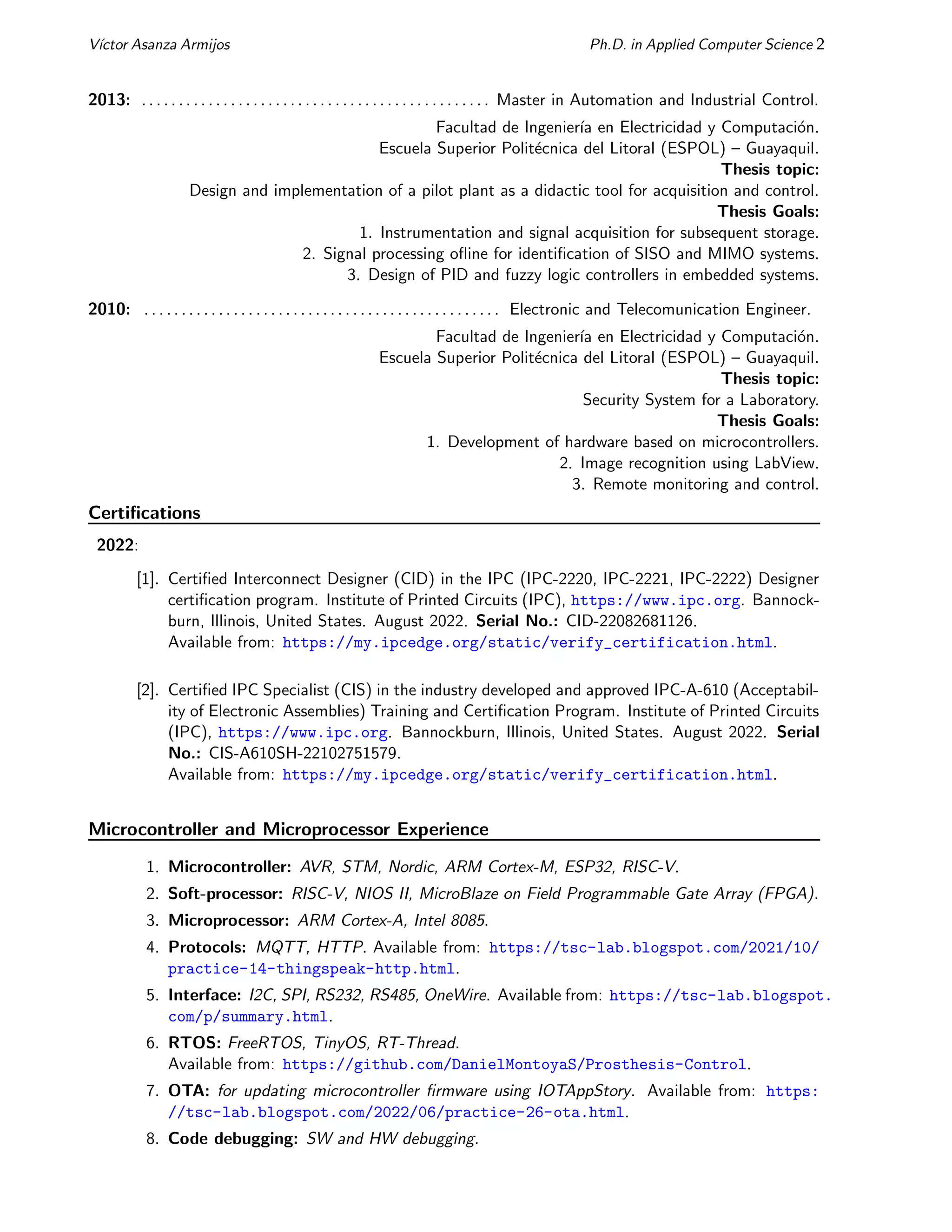 ⭐⭐⭐⭐⭐ CV Victor Asanza | PDF