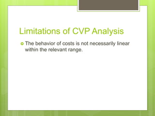 CVP Analysis for Multi-Product Firms and Limitations of CVP Analysis | PPTX