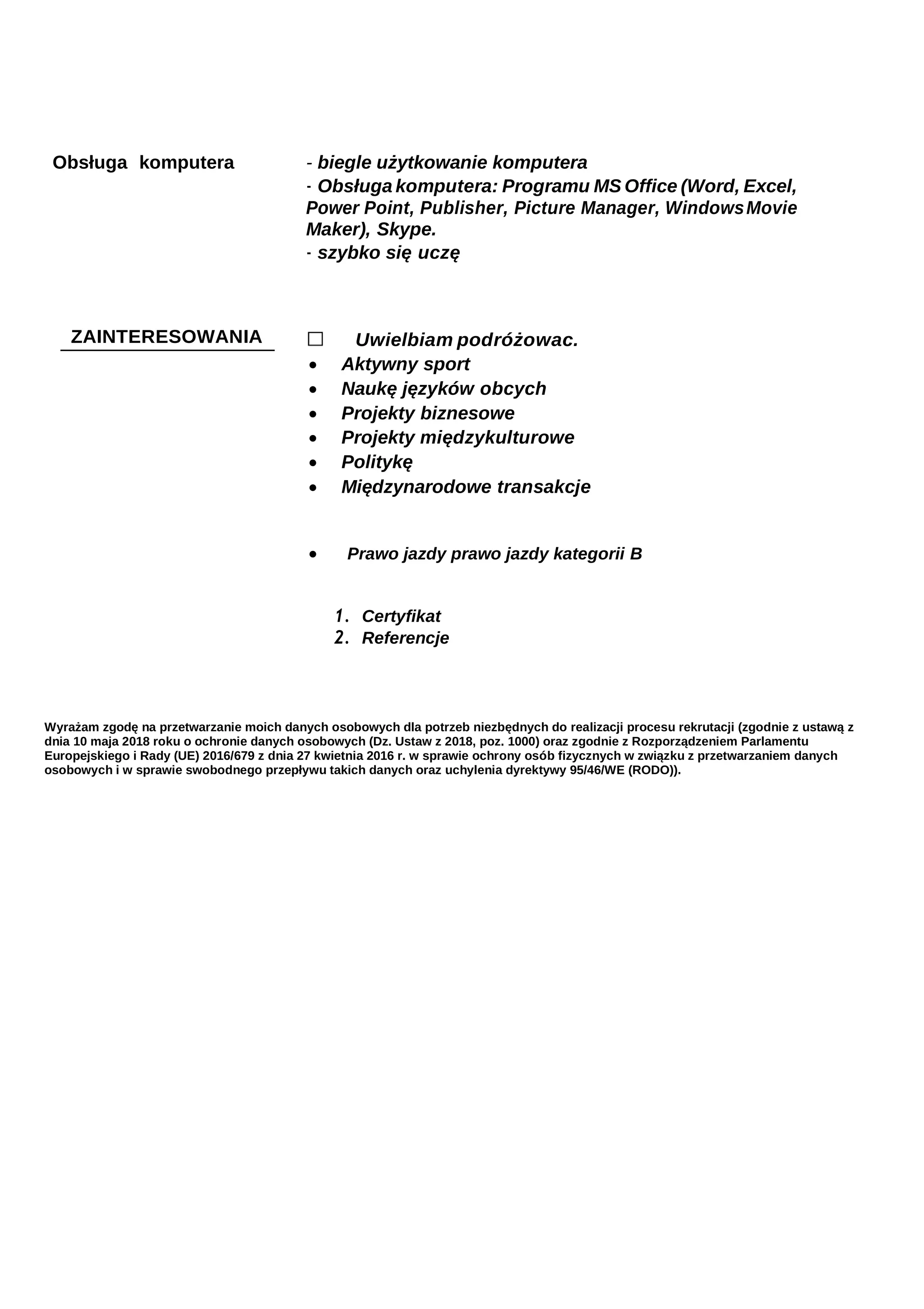 Cv pol.europass clauzula polskie cv | PDF