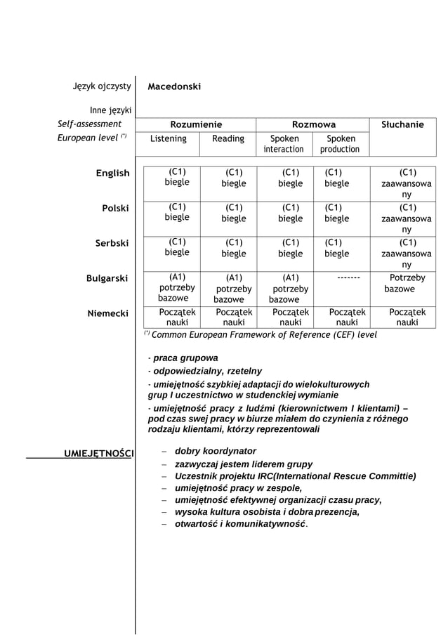 Cv pol.europass clauzula polskie cv | PDF