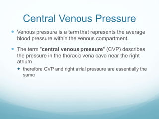 CVP Pulmonary artery wedge pressure monitoring: Physiology | PPSX
