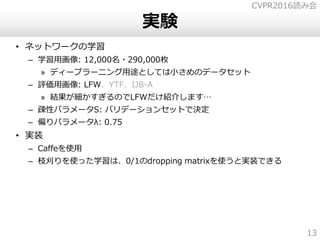 CVPR2016読み会 Sparsifying Neural Network Connections for Face Recognition | PPT
