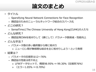 CVPR2016読み会 Sparsifying Neural Network Connections for Face Recognition | PPT