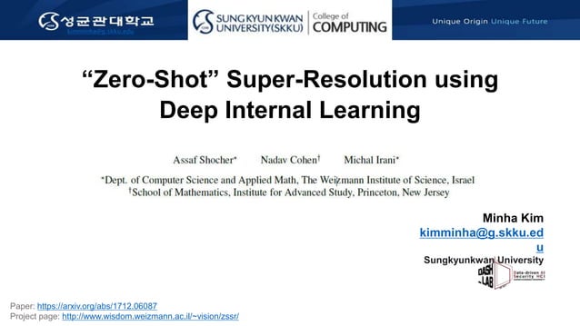 “zero-shot” super-resolution using deep internal learning [CVPR2018] | PPT | Cameras and ...