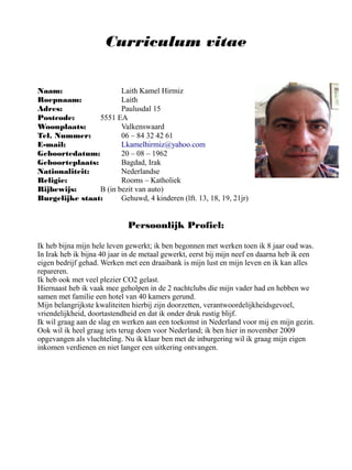 CV presentatie Laith Kamel Hirmiz | PDF