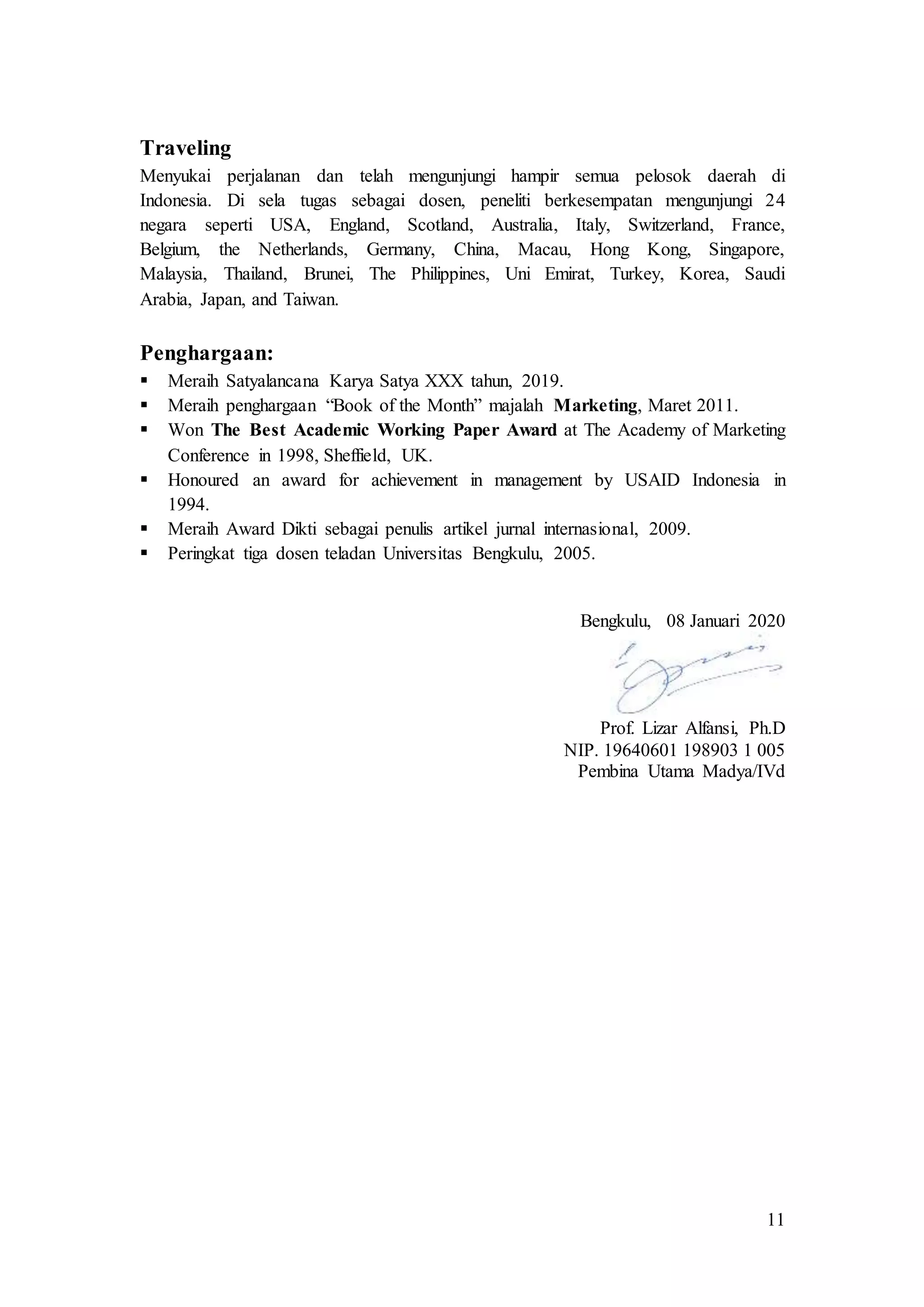 Cv prof Lizar Alfansi 2020 (1) | PDF