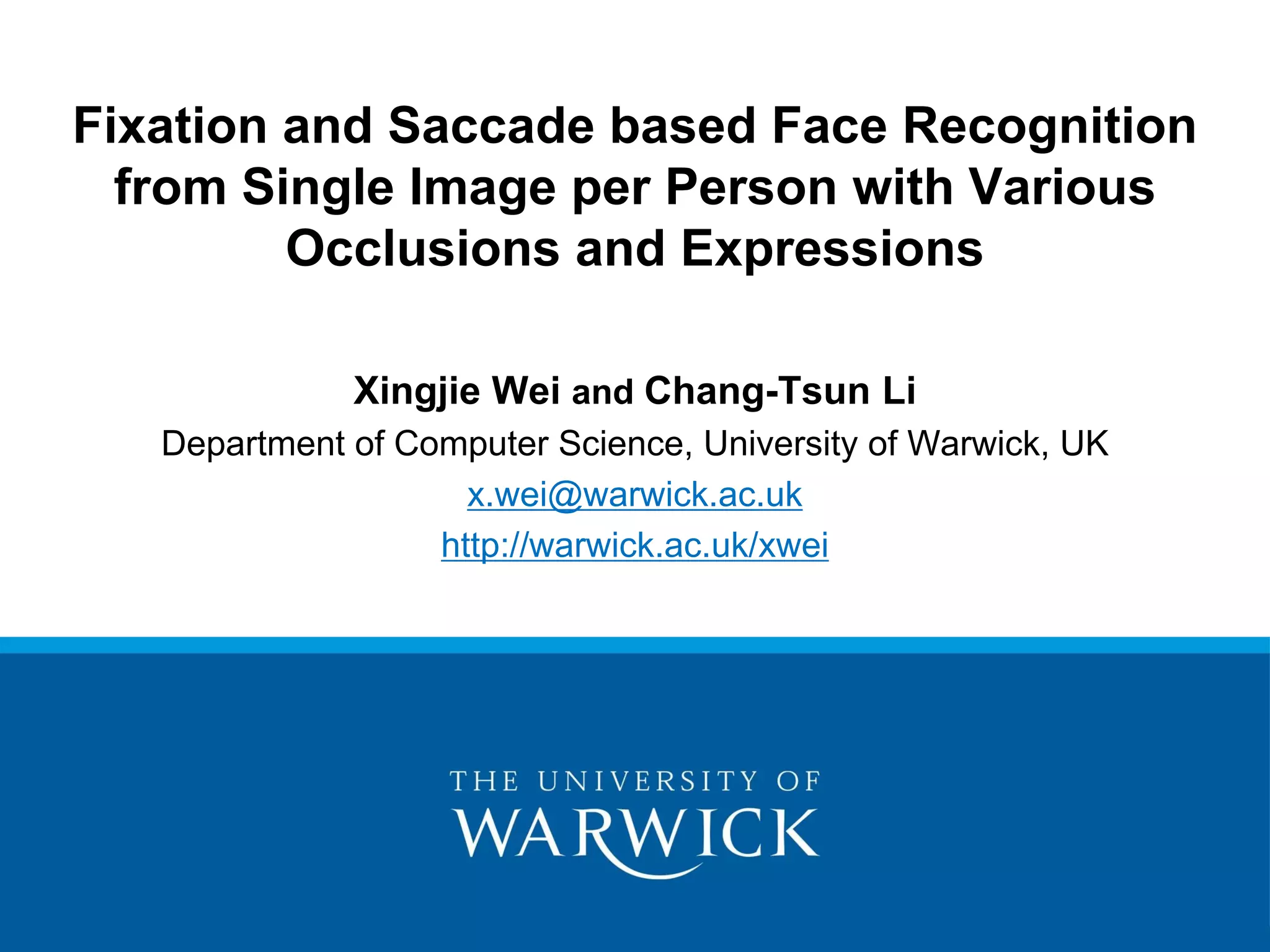 Fixation and Saccade based Face Recognition from Single Image per ...