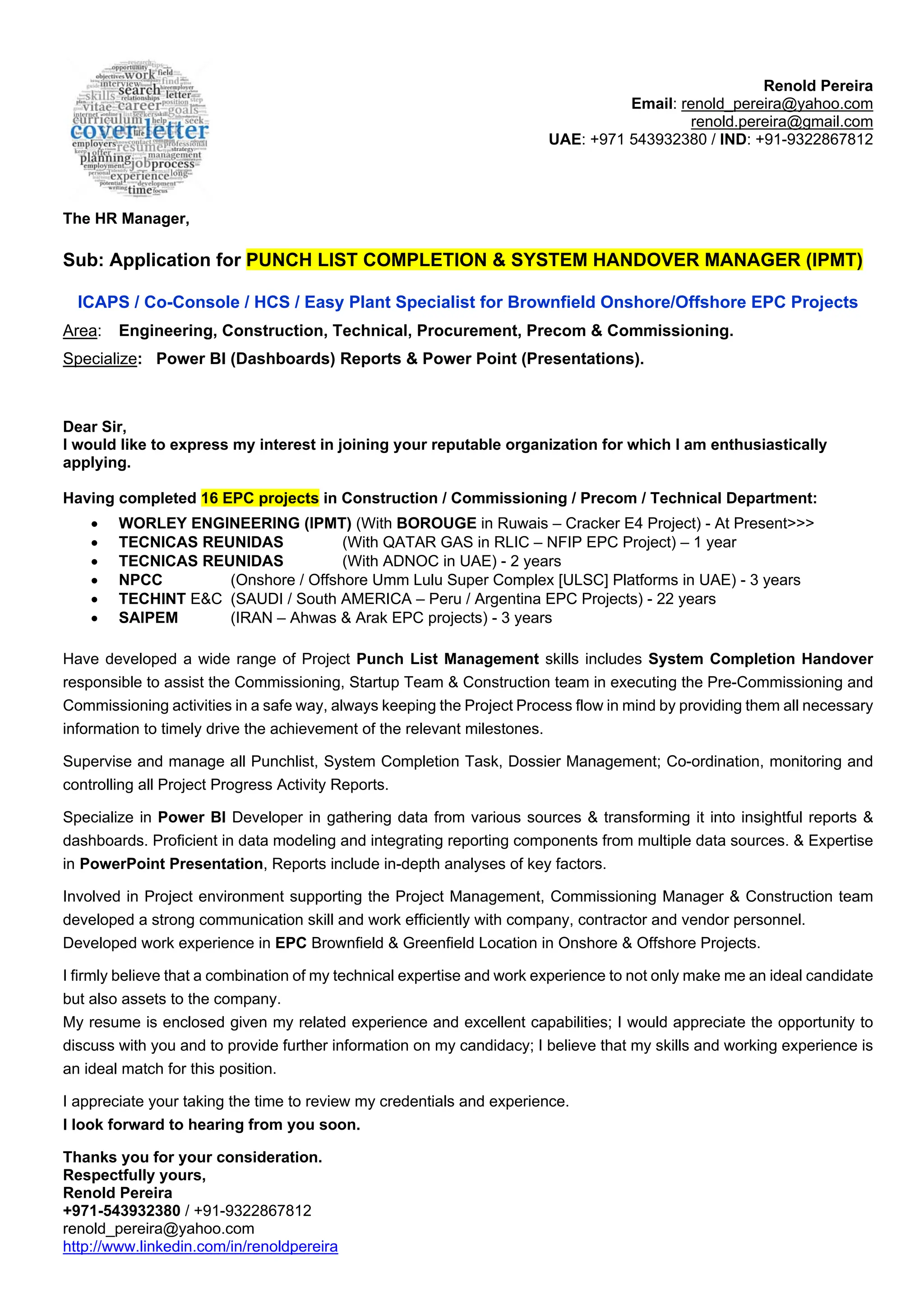 PUNCH LIST COMPLETION MANAGER & SYSTEM HANDOVER LEADER (IPMT) | PDF