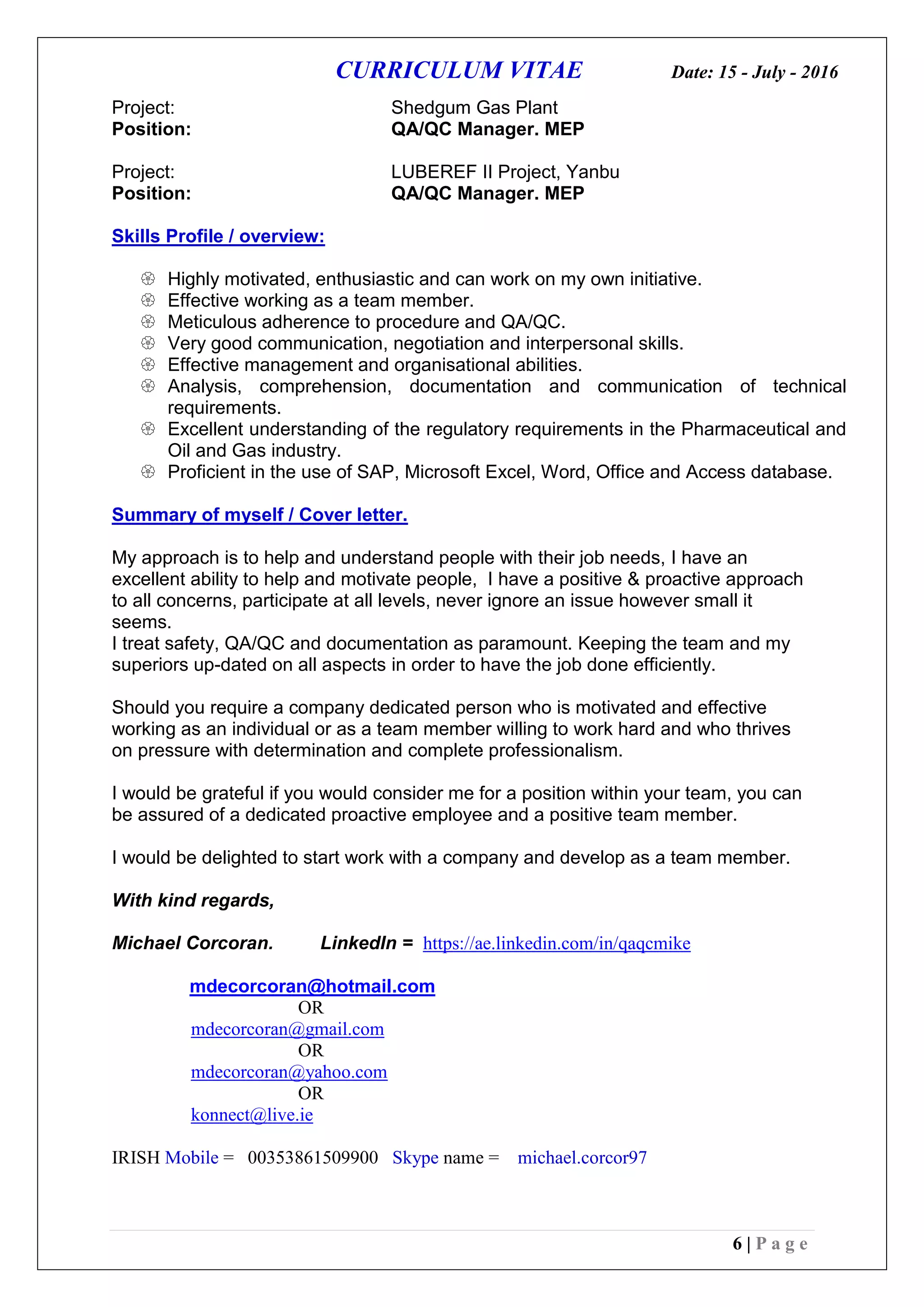 Cv qa qc 15th july m | PDF