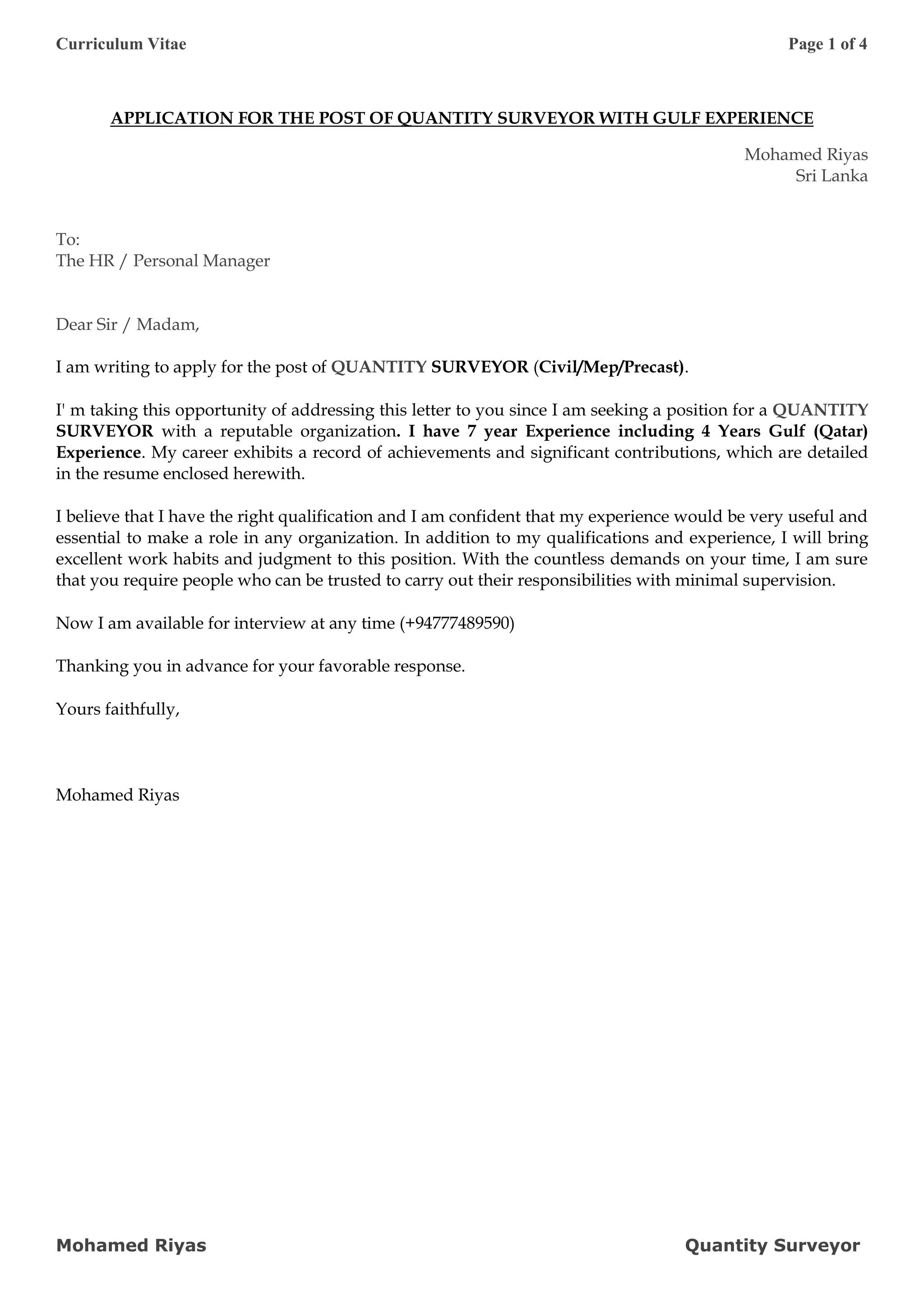 Quantity Surveyor | PDF
