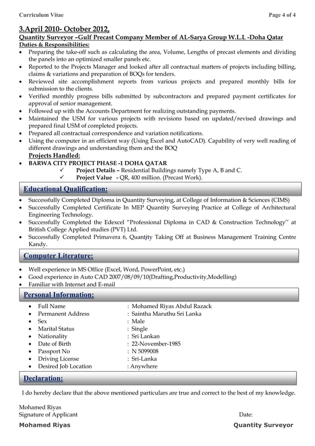 Quantity Surveyor | PDF