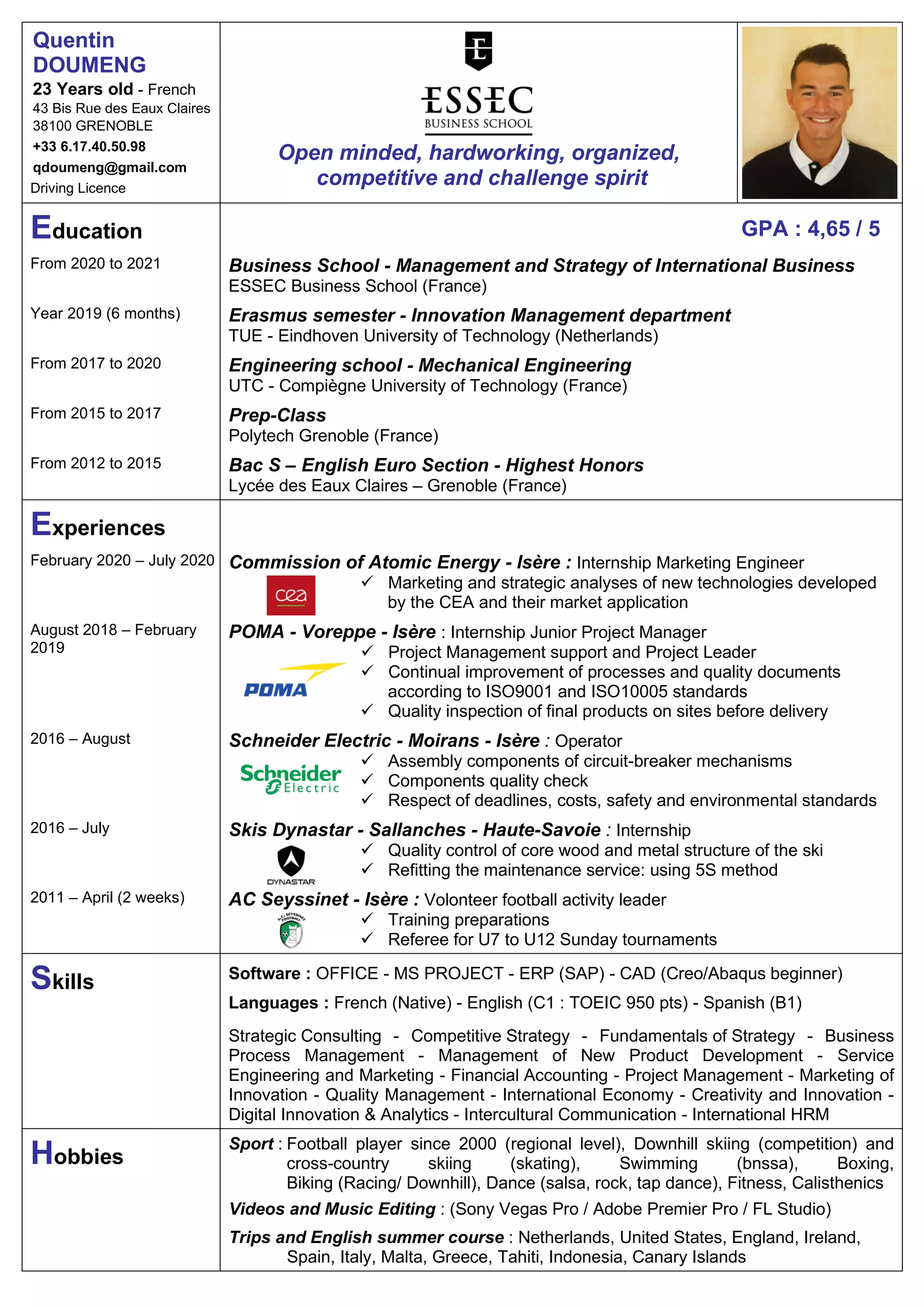 MyCV Quentin Doumeng | PDF