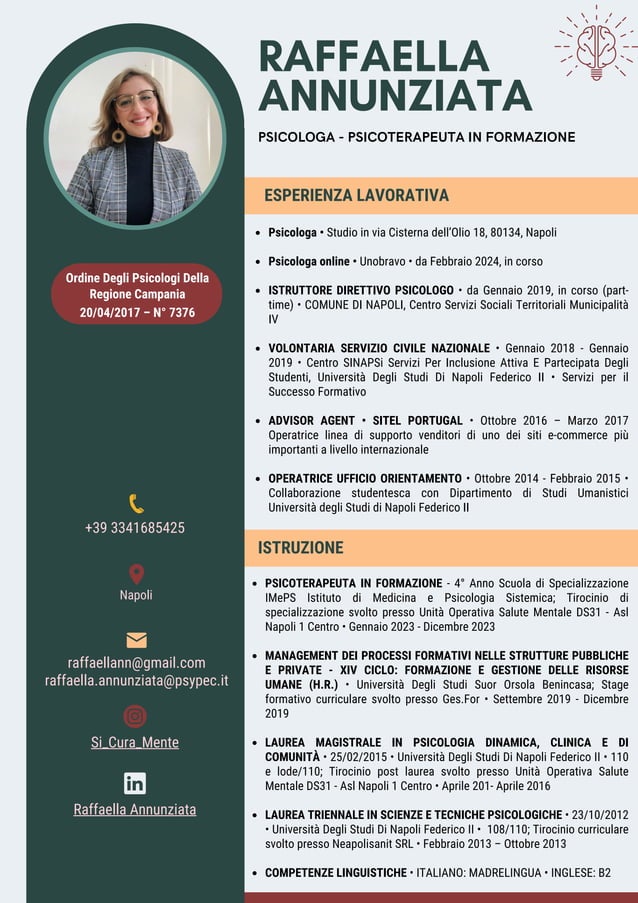Cv Dott.ssa Raffaella Annunziata, Psicologa | PDF | Undergraduate ...