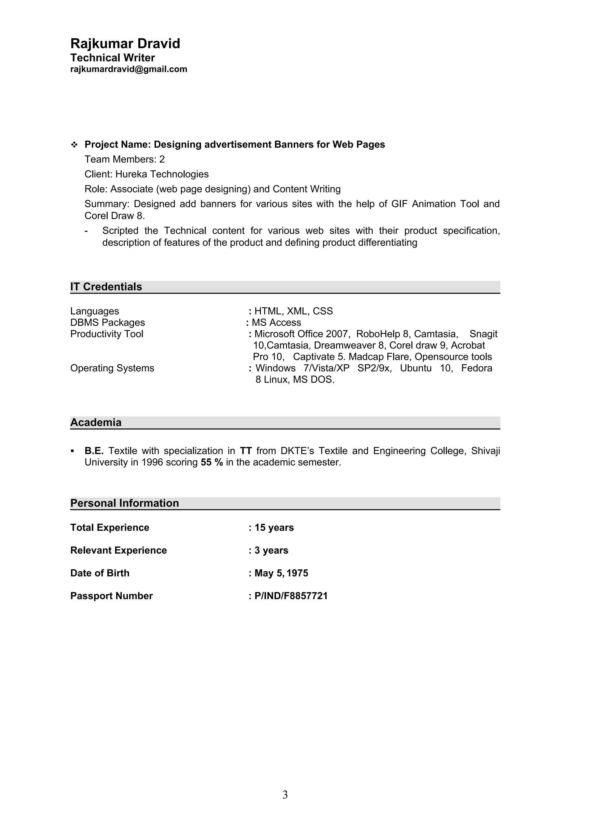 Profile Rajkumar | DOC